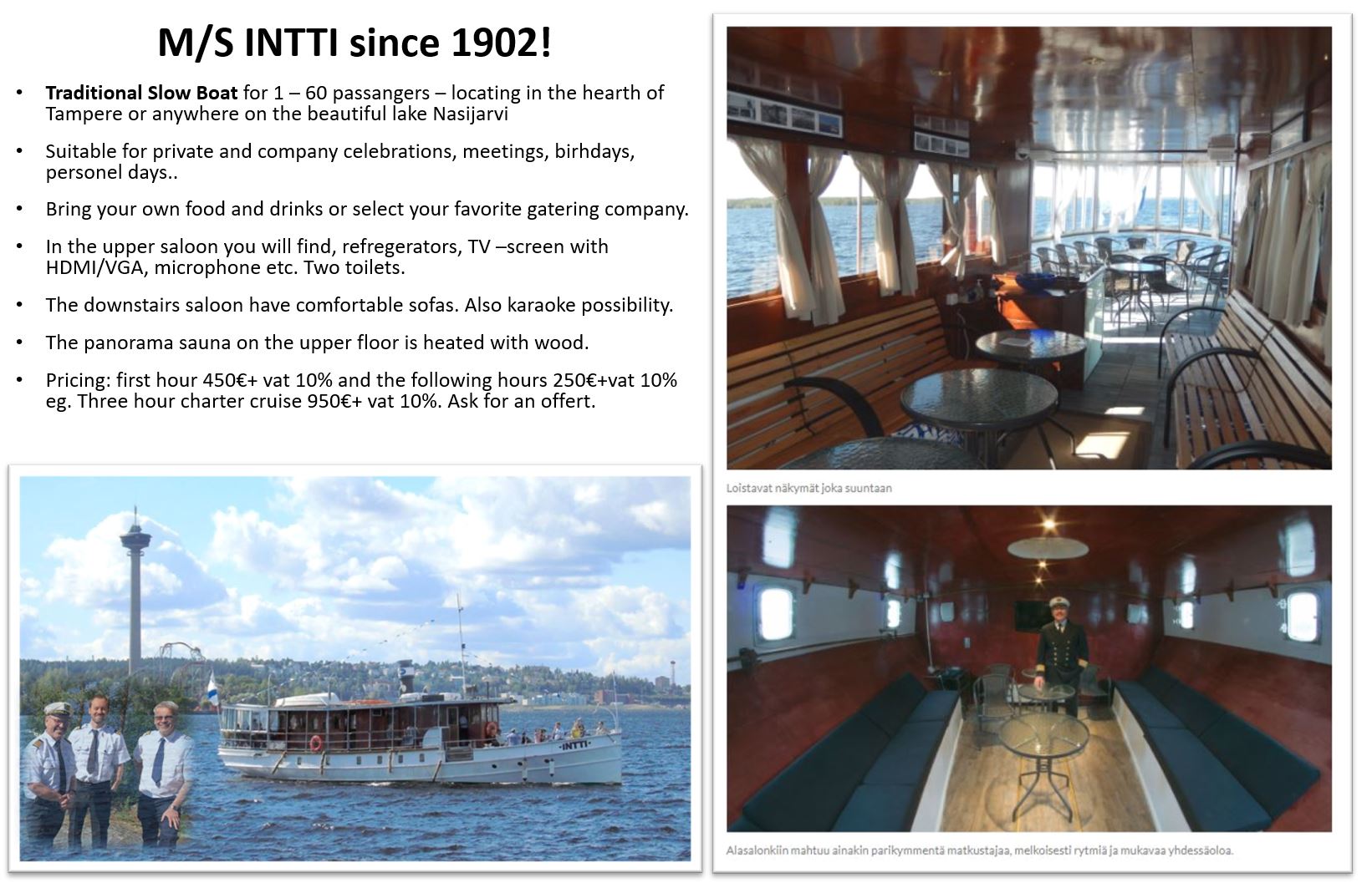 M/S INTTI – Risteilyjä Näsijärvellä